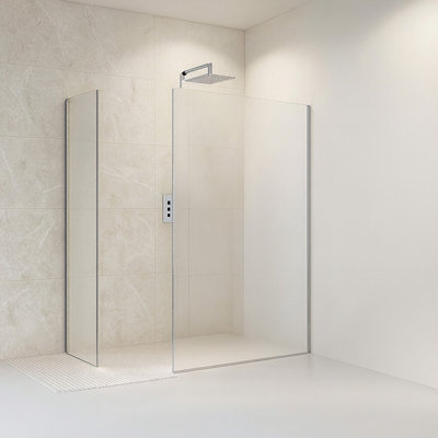 Plum&Clay Oasis Wetroom Fixed Shower Screen with Chrome Profile & Clear ...