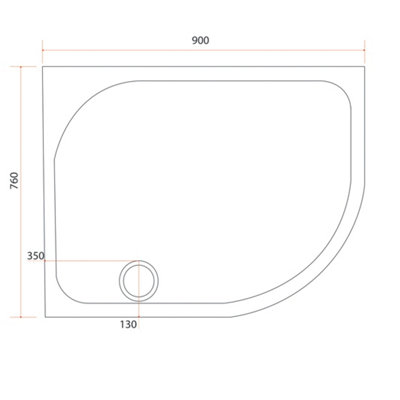 Plum&Clay Offset Quadrant Right Hand Low Profile Shower Tray (L)900mm ...