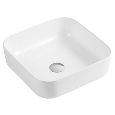 Plum&Clay Olympia Gloss White Ceramic Square Counter Top Basin (W)390mm