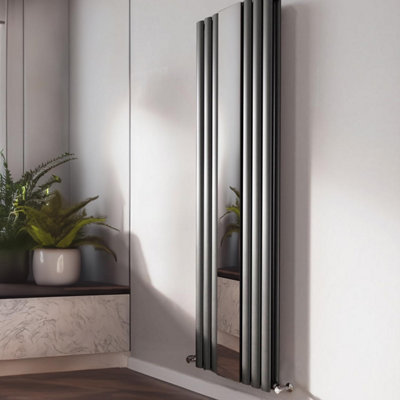 Plum&Clay Orion Grey Vertical Mirror Radiator (H)1800mm (W)500mm