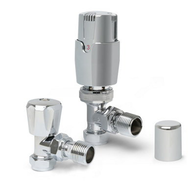 Plum&Clay Pair of Angled Chrome Thermostatic Radiator Valves