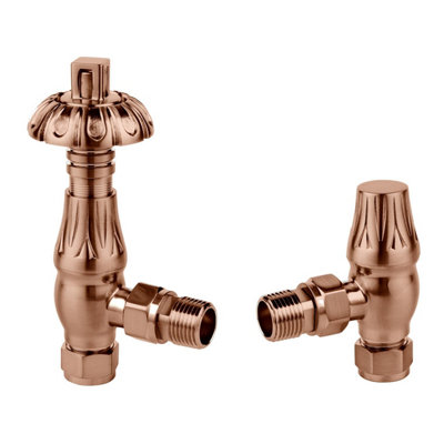 Plum&Clay Pair of Angled Copper Metal Head Radiator Valves