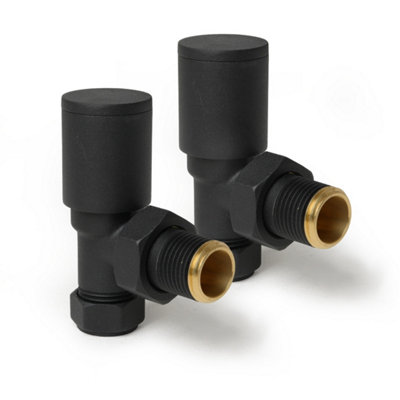 Plum&Clay Pair of Round Black Angled Radiator Valves