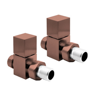 Plum&Clay Pair of Square Bronze Straight Radiator Valves