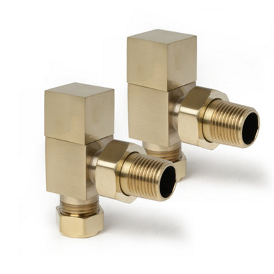 Plum&Clay Pair of Square Gold Angled Radiator Valves