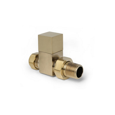 Plum&Clay Pair of Square Gold Straight Radiator Valves