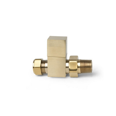 Plum&Clay Pair of Square Gold Straight Radiator Valves