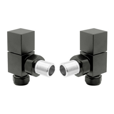 Plum&Clay Pair of Square Grey Angled Radiator Valves