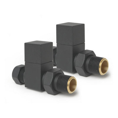 Buy Plum&Clay Pair of Square Grey Straight Radiator Valves at B&Q