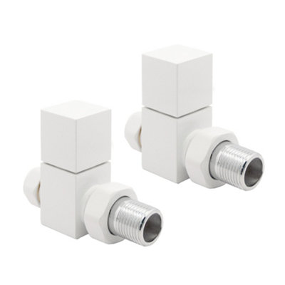 Plum&Clay Pair of Square White Straight Radiator Valves