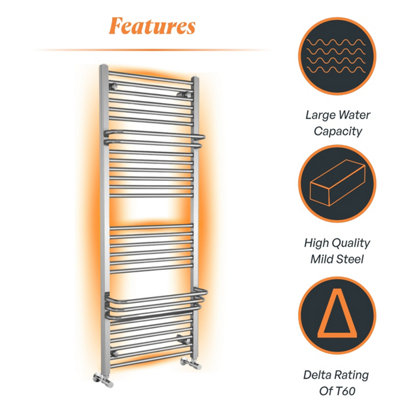 Plum&Clay Pascal Chrome Heated Towel Rail (H)1400mm (W)550mm