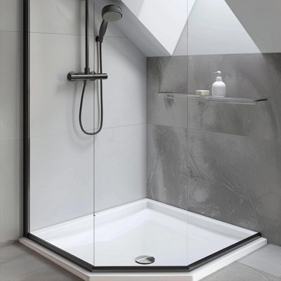 Plum&Clay Pentagon Corner Low Profile Shower Tray (L)900mm