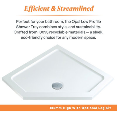 Plum&Clay Pentagon Corner Low Profile Shower Tray (L)900mm