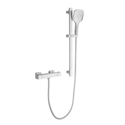Plum&Clay Perth Chrome Square Exposed Thermostatic Bar Valve & Slide ...
