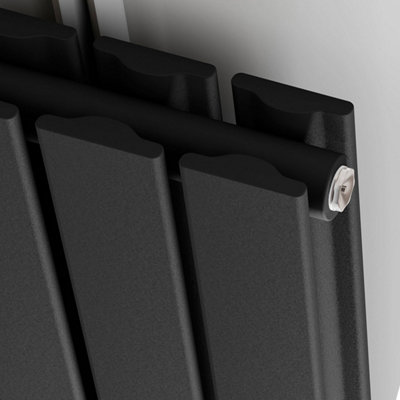 Plum&Clay Porter Black Double Vertical Flat Panel Radiator - 1200x612mm