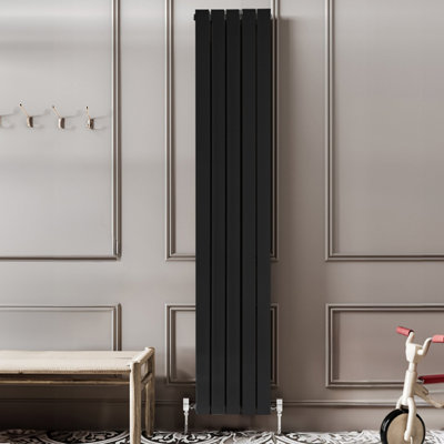 Plum&Clay Porter Black Double Vertical Flat Panel Radiator - 1600x340mm
