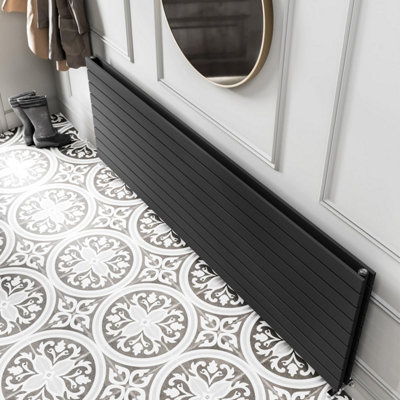 Plum&Clay Porter Black Horizontal Double Flat Panel Radiator (W)1600mm ...