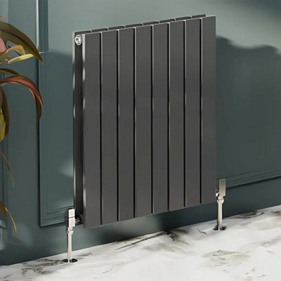 Plum&Clay Porter Grey Double Horizontal Flat Panel Radiator - 600x544mm