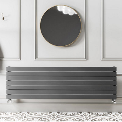 Plum&Clay Porter Grey Single Horizontal Flat Panel Radiator - 1800x475mm
