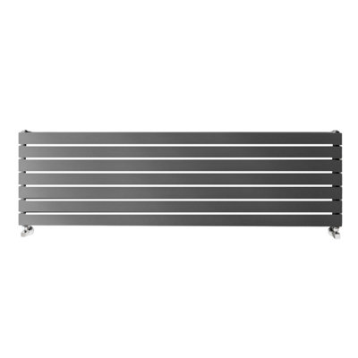 Plum&Clay Porter Grey Single Horizontal Flat Panel Radiator - 1800x475mm