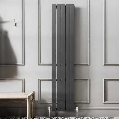 Plum&Clay Porter Grey Single Vertical Flat Panel Radiator (H)1600mm (W ...