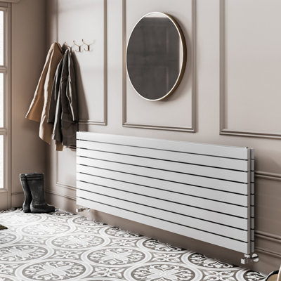 Plum&Clay Porter White Double Horizontal Flat Panel Radiator - 1800x610mm
