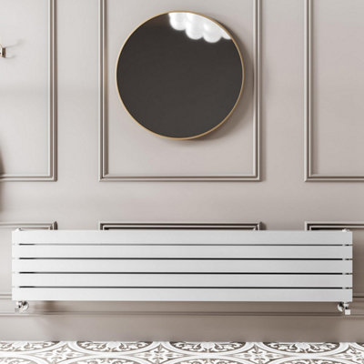 Plum&Clay Porter White Double Horizontal Flat Panel Radiator (H)340mm ...