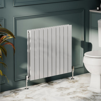 Plum&Clay Porter White Double Horizontal Flat Panel Radiator (H)600mm ...