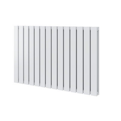 Plum&Clay Porter White Double Horizontal Flat Panel Radiator (H)600mm ...