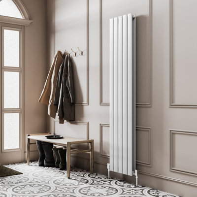 Plum&Clay Porter White Double Vertical Flat Panel Radiator (H)1800mm (W ...