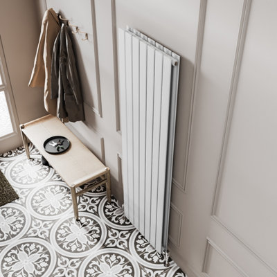 Plum&Clay Porter White Double Vertical Flat Panel Radiator (H)1800mm (W ...