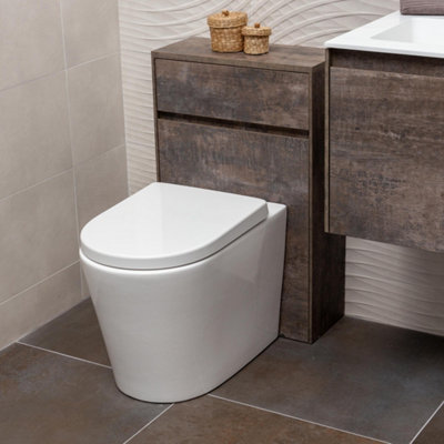 Plum&Clay Rigel Metallic Back to Wall Toilet WC Unit (H)79cm (W)50cm