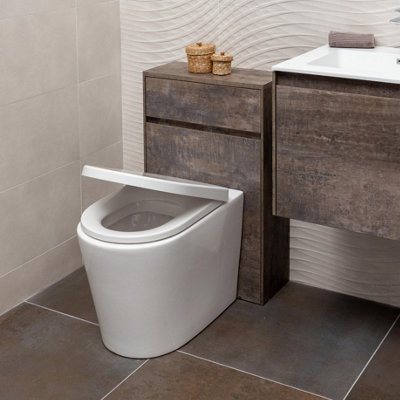 Plum&Clay Rigel Metallic Back to Wall Toilet WC Unit (H)79cm (W)50cm