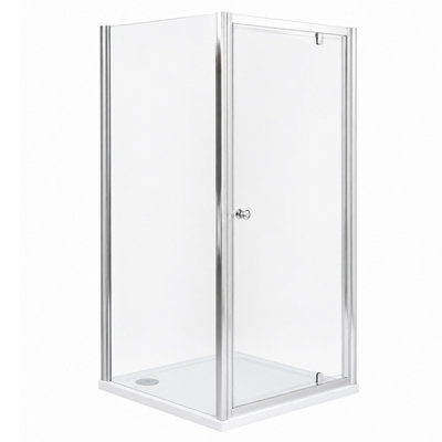 Plum&Clay Riven Chrome 900mm Pivot Shower Door & 760mm Side Panel With ...