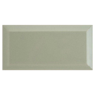 Plum&Clay Sage Green Gloss Metro Ceramic Wall Tile (L)200mm (W)100mm ...