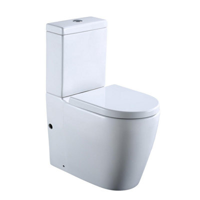 Plum&Clay Sienna Round Comfort Height Close Coupled Rimless Toilet with ...