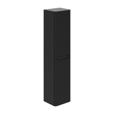 Plum&Clay Solara Fluted Black Wall Mounted Bathroom Tall Storage Unit