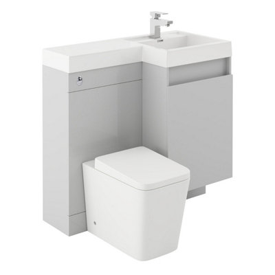 Plum&Clay Solstice Gloss Light Grey Right Hand Bathroom Vanity Basin ...