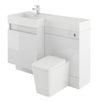 Plum&Clay Solstice Gloss White Left Hand Bathroom Vanity Basin & WC ...