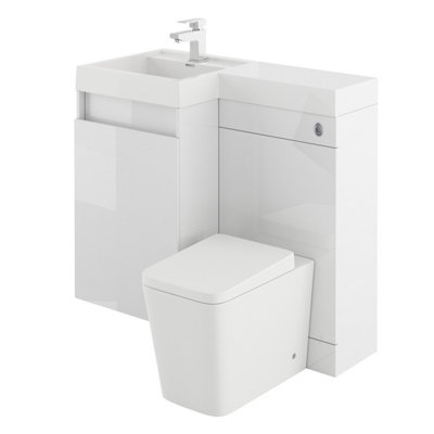 Plum&Clay Solstice Gloss White Left Hand Bathroom Vanity Basin & WC ...