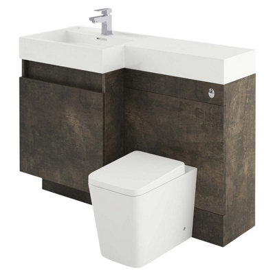 Plum&Clay Solstice Metallic Left Hand Bathroom Vanity Basin & WC Unit ...