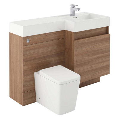 Plum&Clay Solstice Natural Oak Right Hand Bathroom Vanity Basin & WC ...