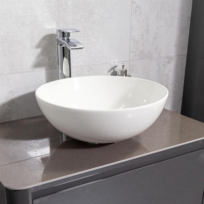 Plum&Clay Sphere White Countertop Bowl Basin