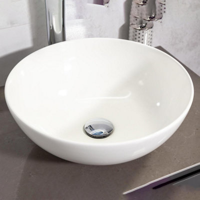 Plum&Clay Sphere White Countertop Bowl Basin