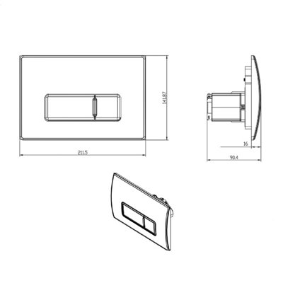Plum&Clay Square Black Toilet Concealed Cistern Pneumatic Dual Flush Plate