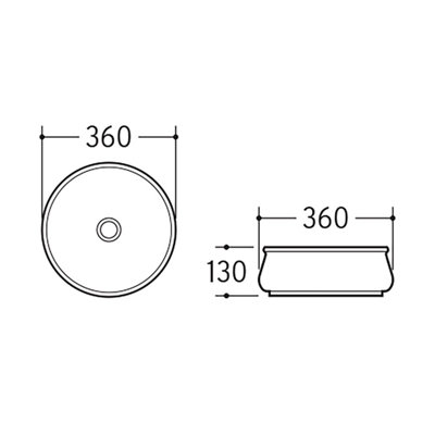 Plum&Clay Stella Gloss White Ceramic Round Counter Top Basin (W)360x(D ...