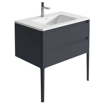 Plum&Clay Sutton Blue Grey Floor Standing Bathroom Vanity Unit with ...