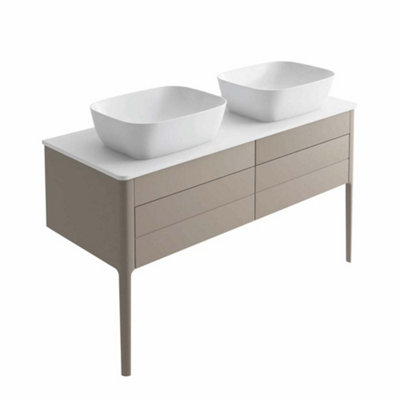 Plum&Clay Sutton Grey Floor Standing Double Basin Bathroom Vanity Unit ...
