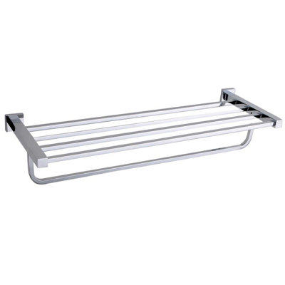 Plum&Clay Tate Bathroom Wall Mounted Chrome Towel Shelf