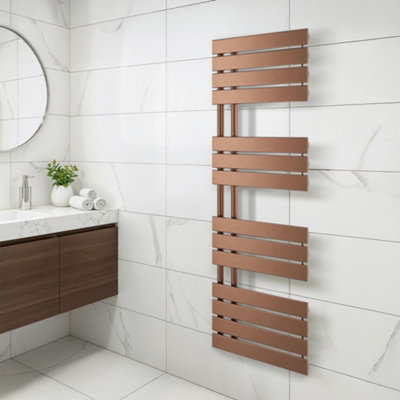Plum&Clay Taurus Brushed Bronze Heated Towel Radiator Rail (H)1400mm (W ...